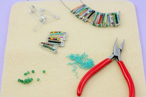 Seed Bead Safety Pin Bracelet | FaveCrafts.com